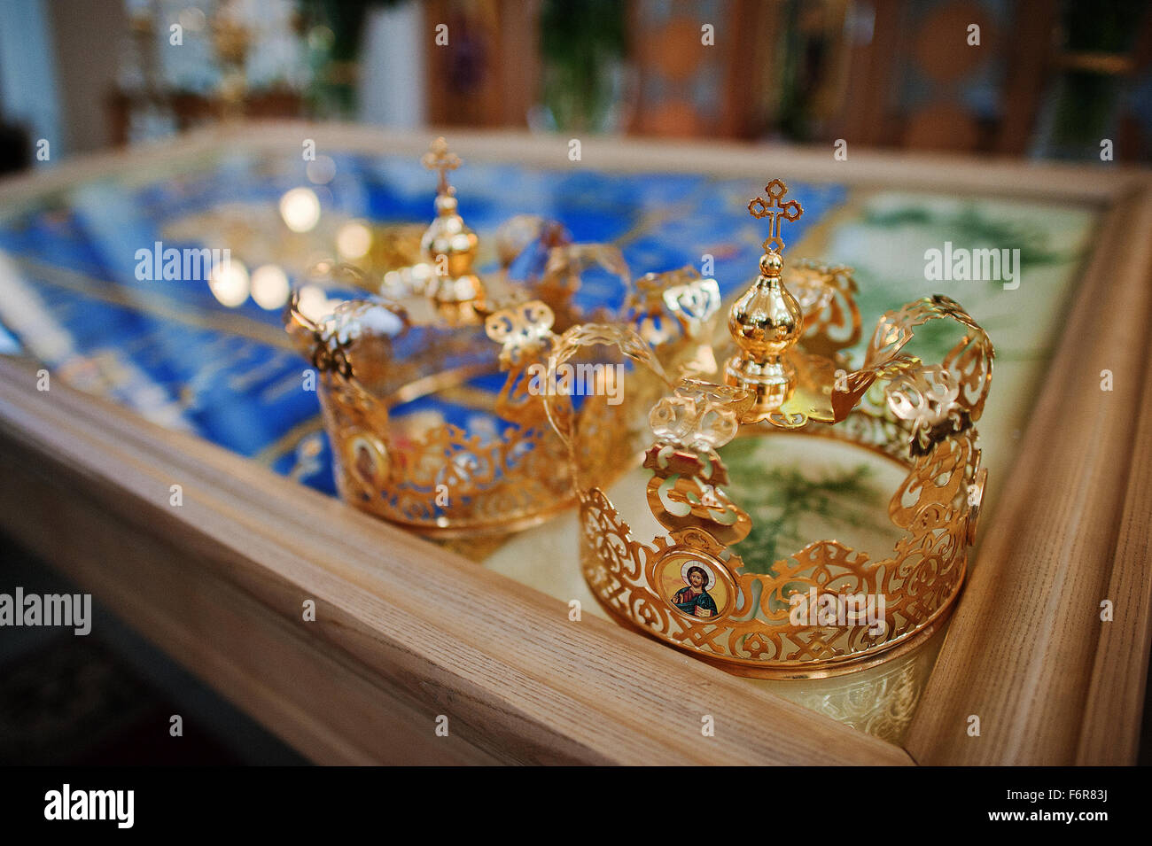 wedding crown on church Stock Photo - Alamy