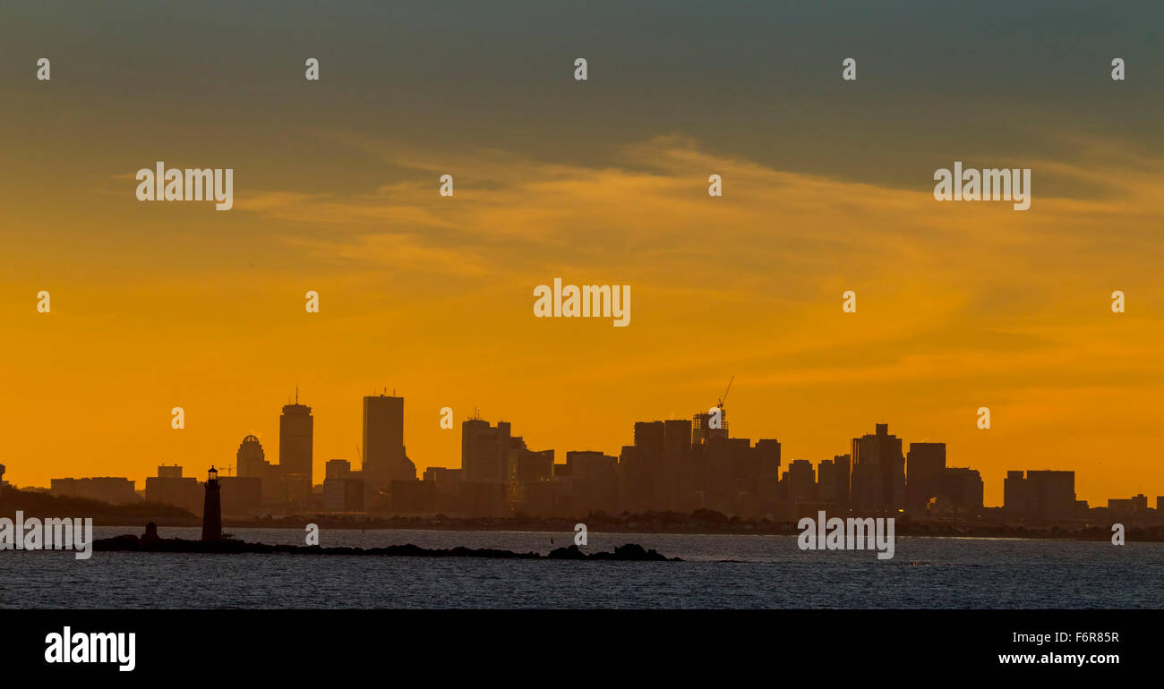 Massachusetts skyline city silhouette hi-res stock photography and ...