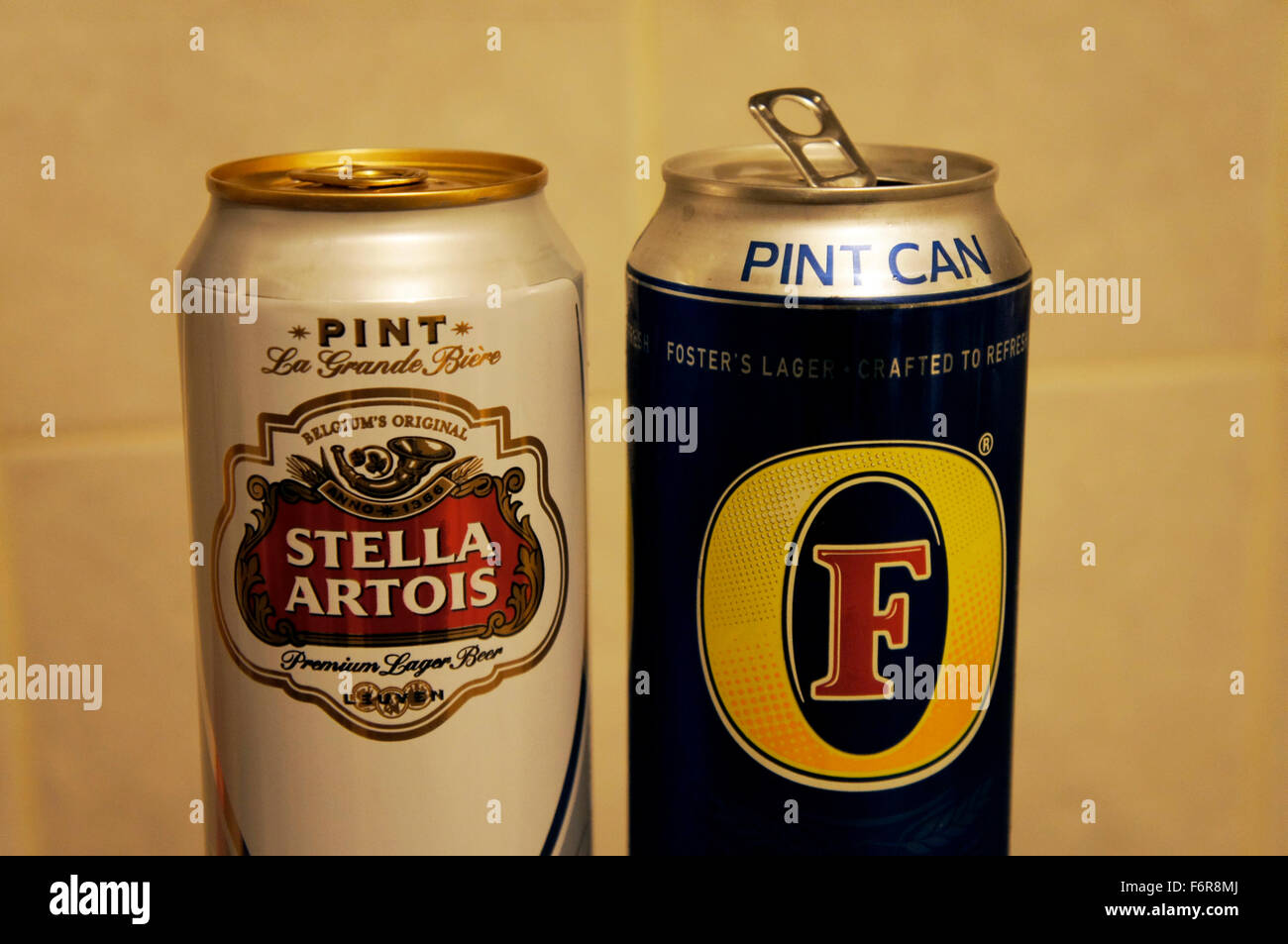 Stella Artois, Fosters, Foster's, beer, pint can, tin, cans, tins, logo ...