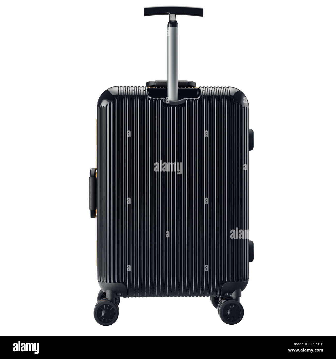 Luggage on wheels black, back view Stock Photo - Alamy