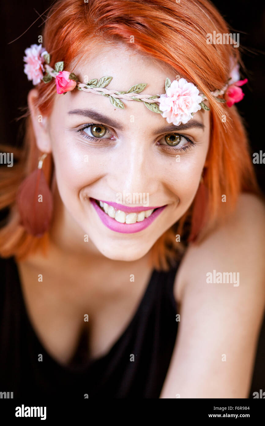 Beautiful young hippie woman in hi-res stock photography and images - Alamy