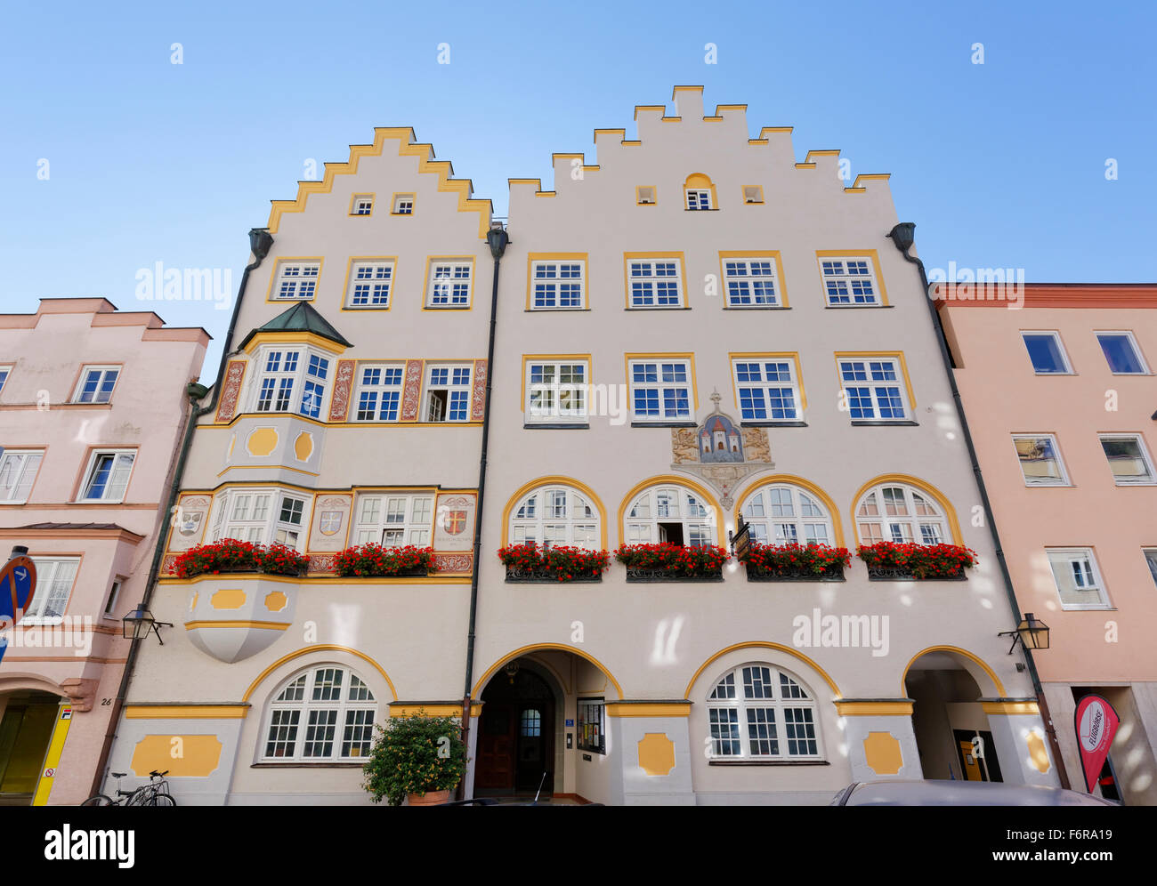 Town hall, Trostberg, Chiemgau, Upper Bavaria, Bavaria, Germany Stock ...