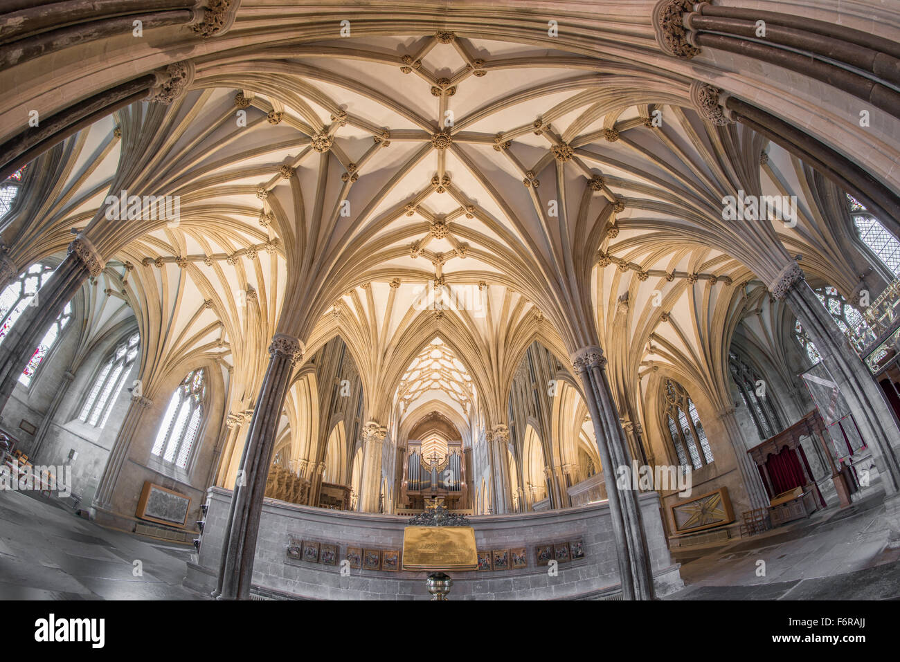 View of the quire from the east end of the gothic church of St Andrew ...