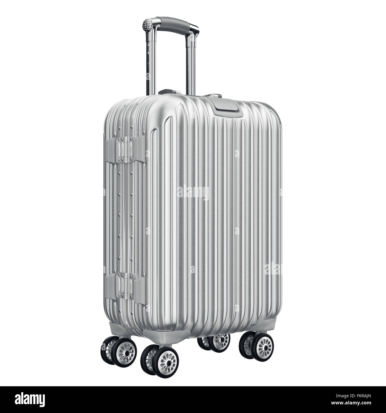 Big silver luggage Stock Photo - Alamy