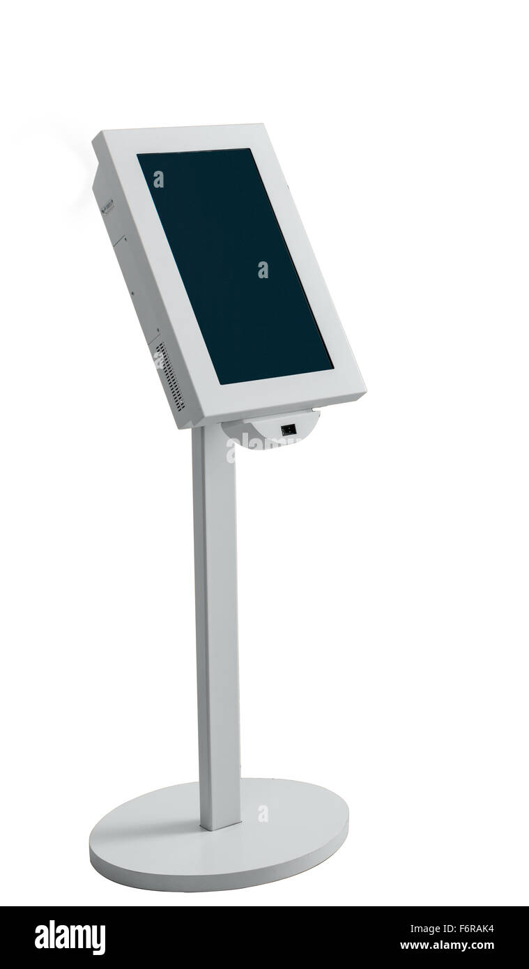 Digital touchscreen terminal, atm machine isolated on white Stock Photo ...