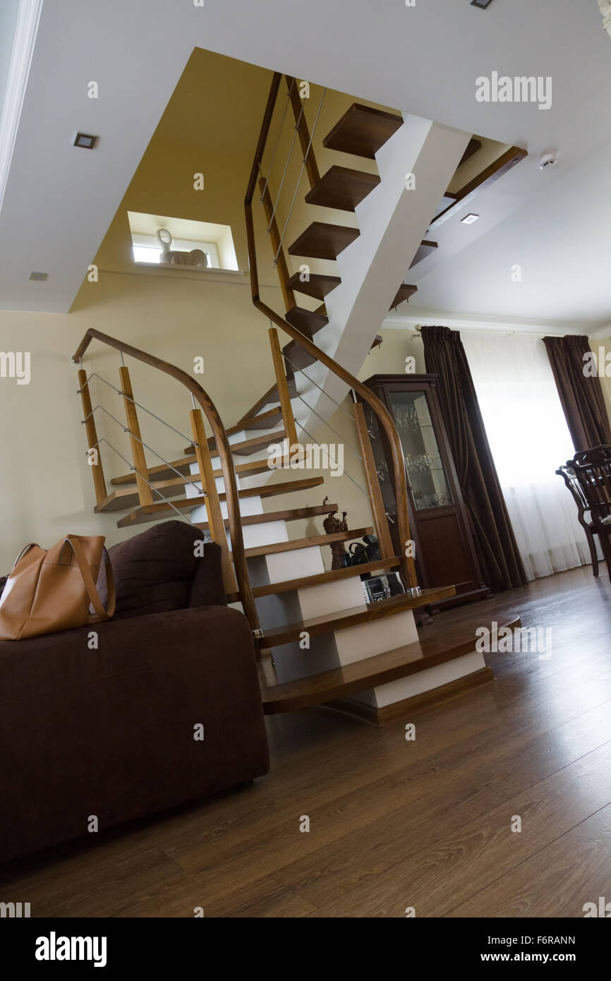 Wooden staircase second floor hi-res stock photography and images - Alamy