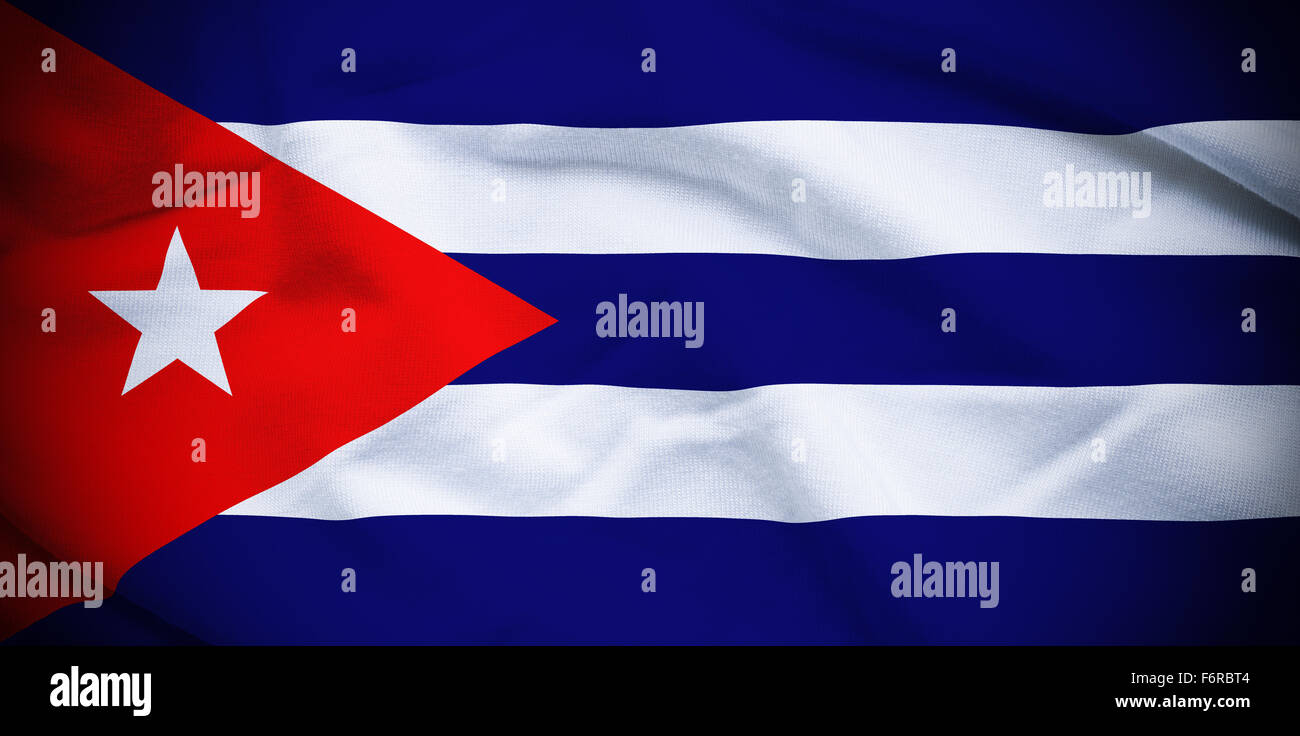 Wavy and rippled national flag of Cuba background Stock Photo - Alamy