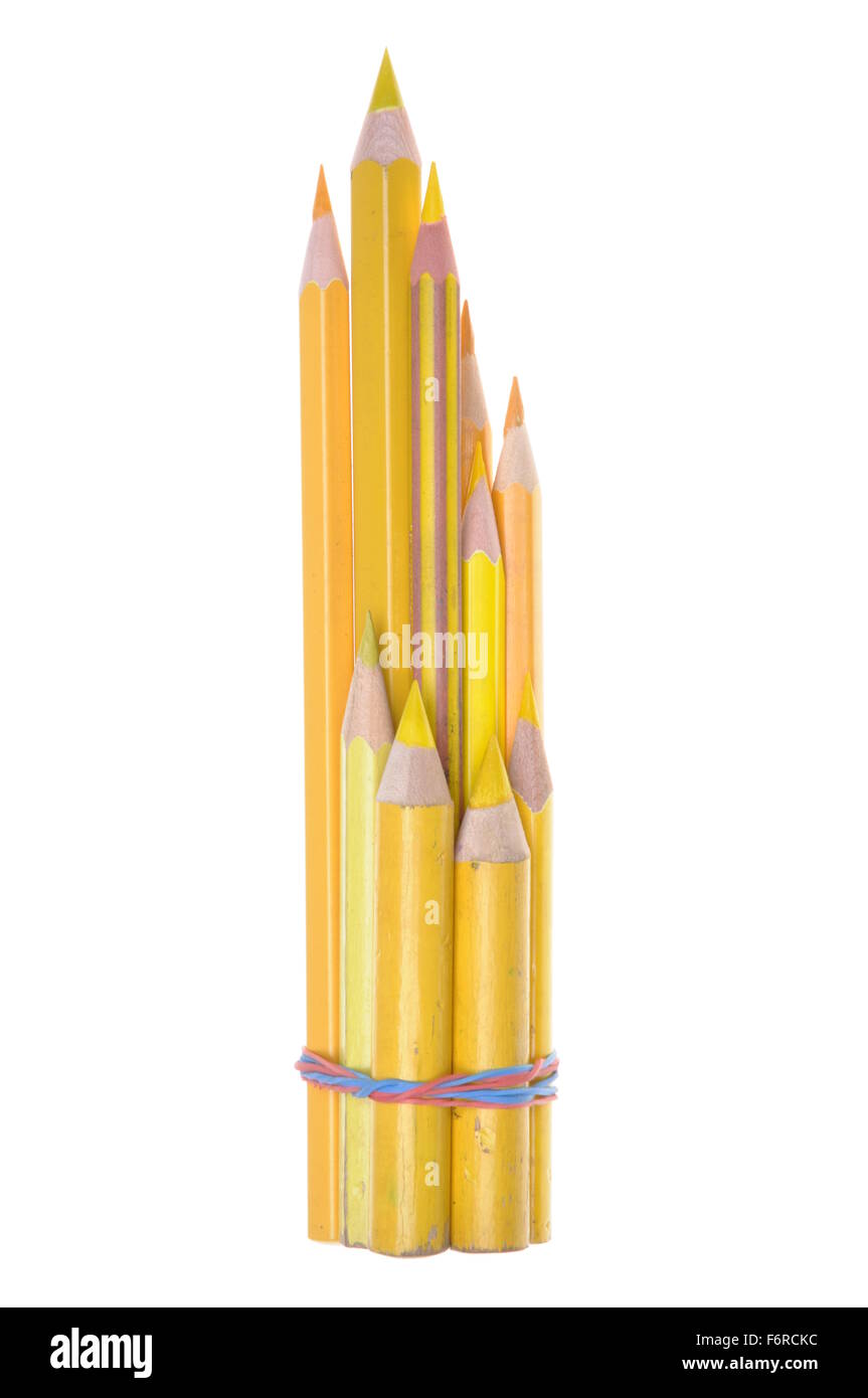 Yellow pencils isolated on white background closeup Stock Photo - Alamy