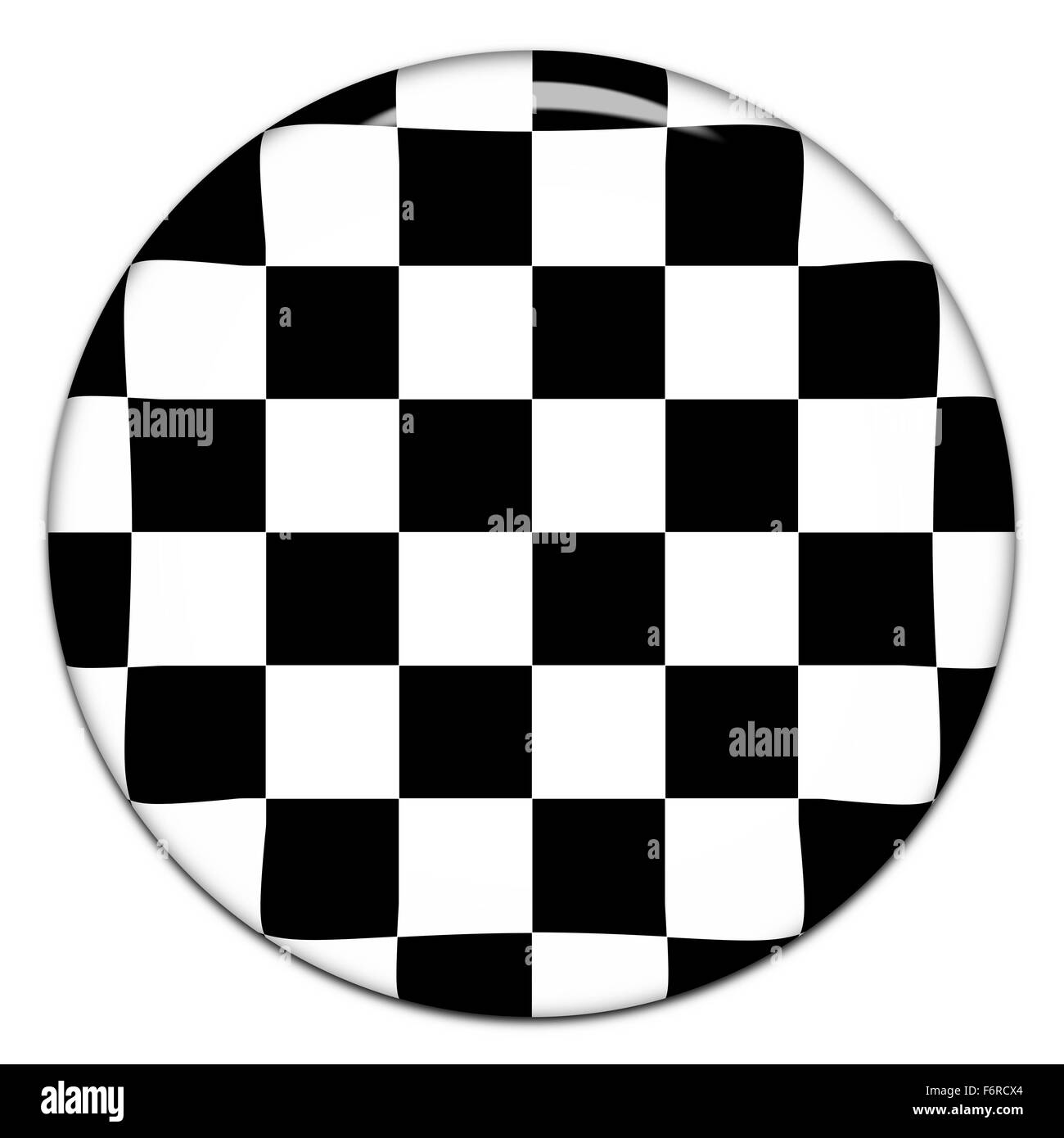 Round finishing checkered flag as an element for an emblem, a logo or ...