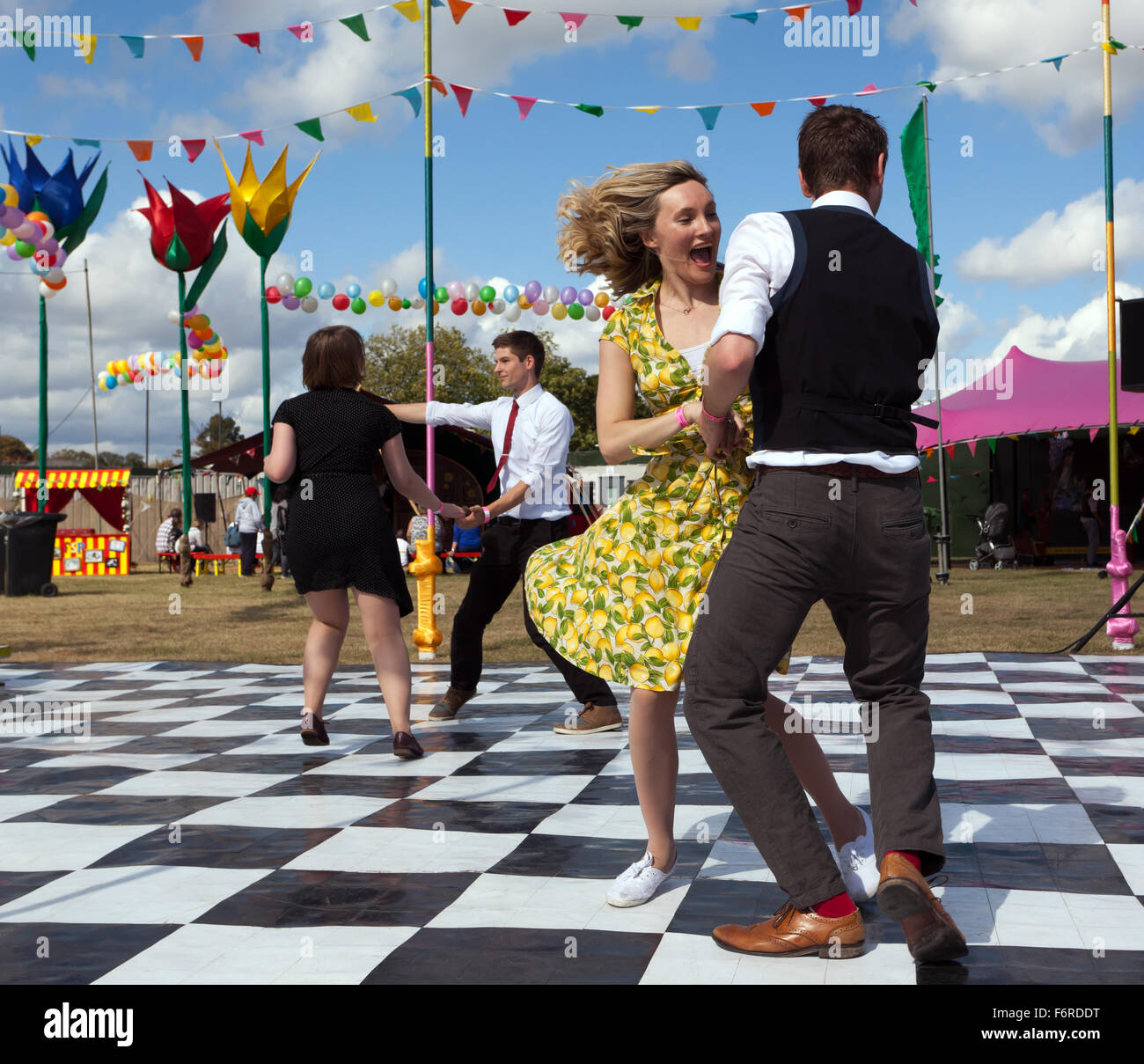 Dancers demonstrating jiving during the On Blackheath Music Festival ...