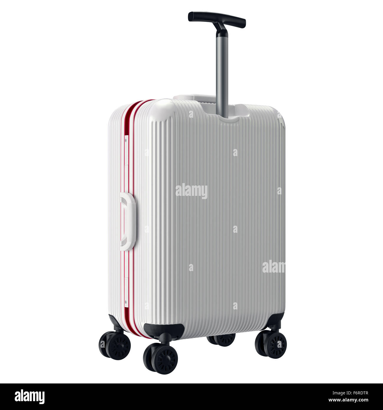 Luggage white with long handle Stock Photo - Alamy