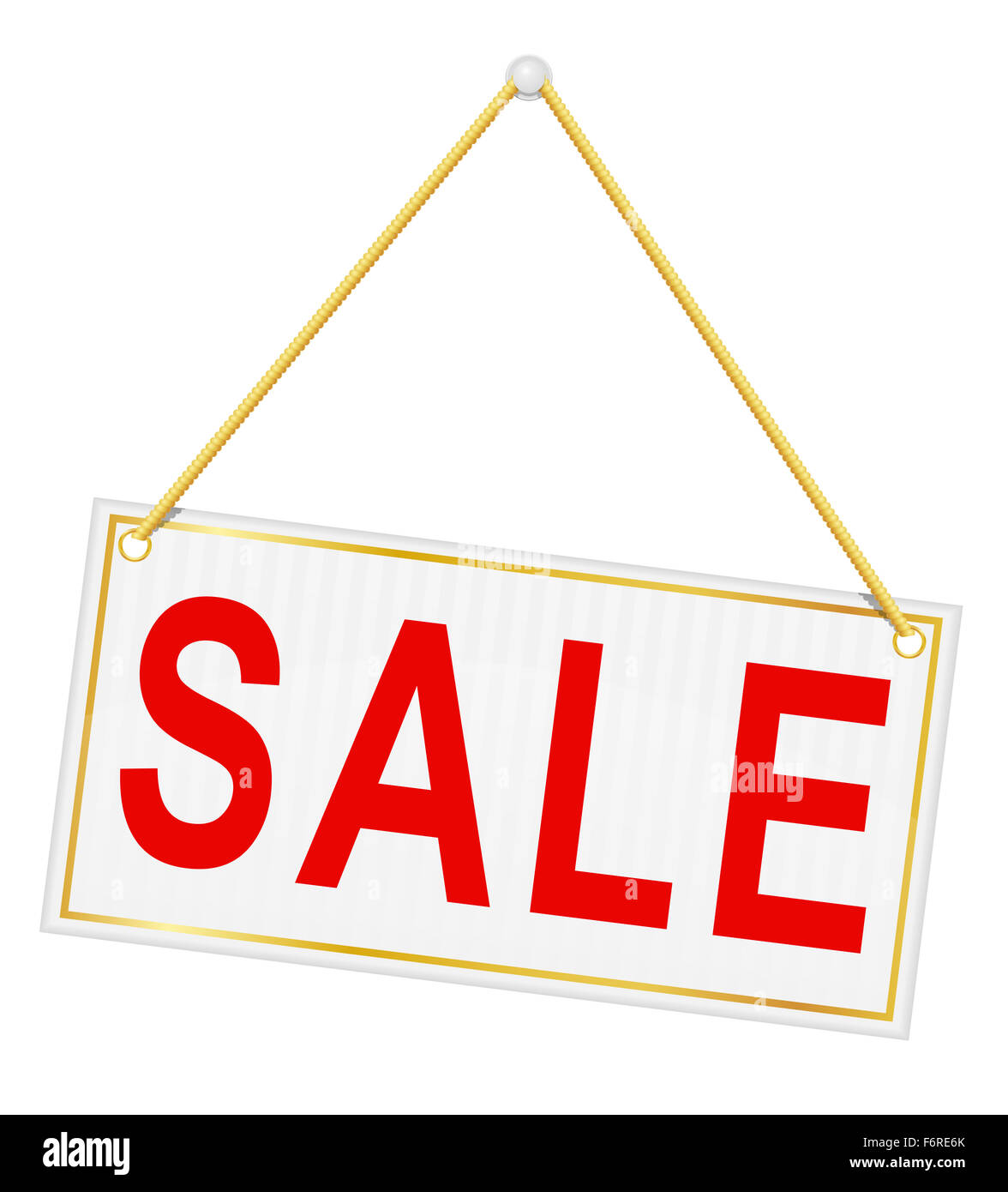 white sign label with the inscription sale hanging on a rope ...