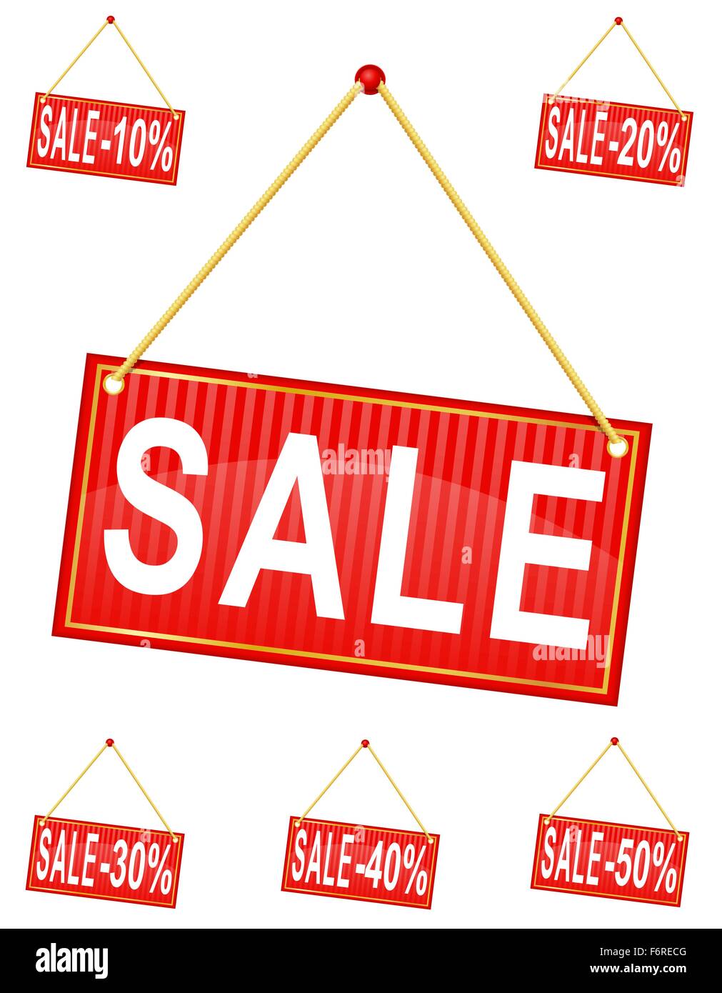 red sign label with the inscription sale hanging on a rope vector ...