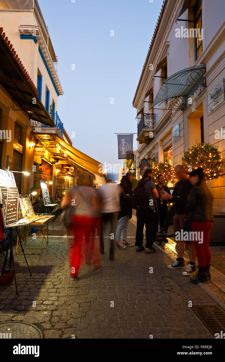 People in front of Hard Rock Cafe in central Athens Stock Photo - Alamy