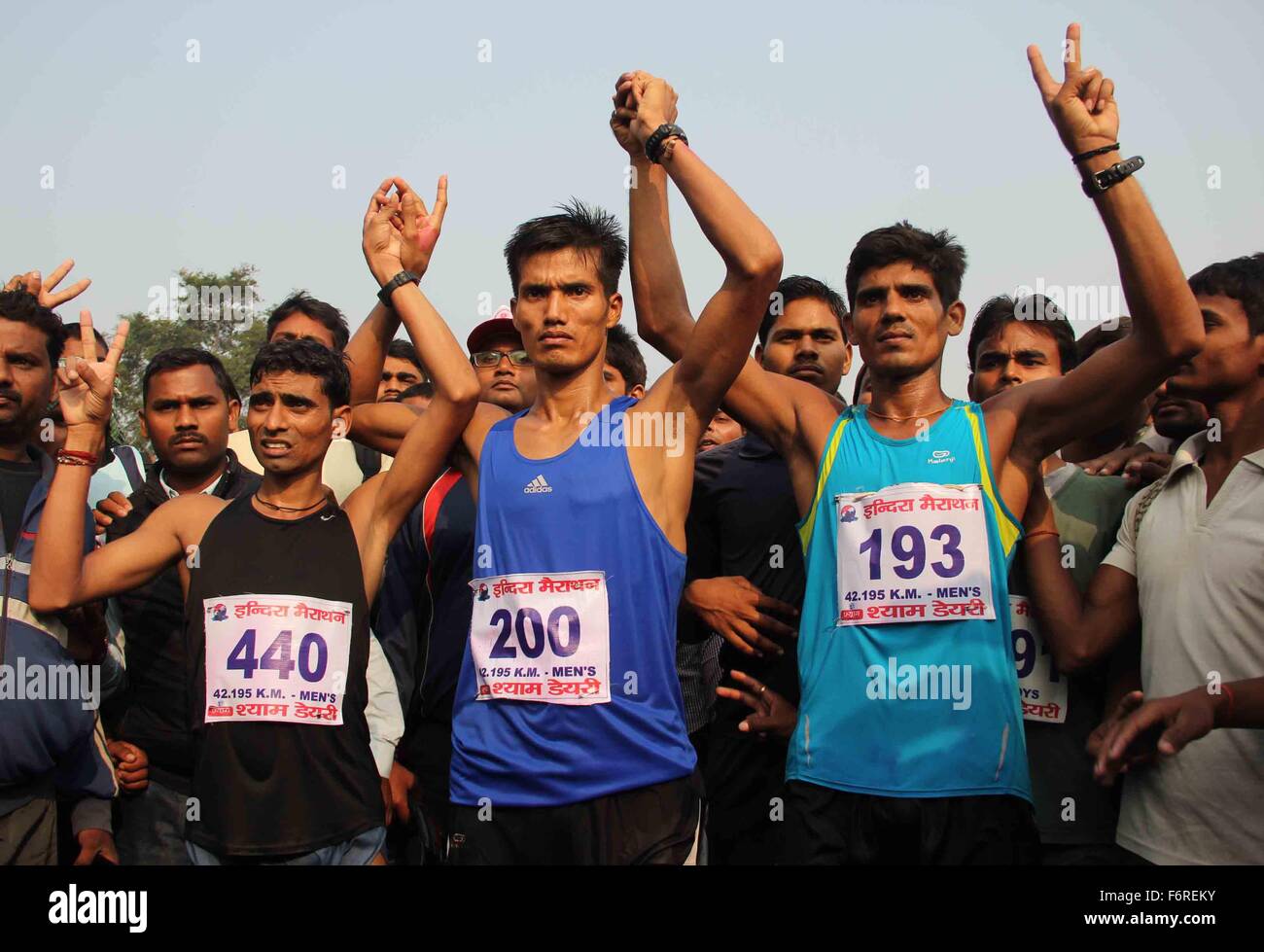 Allahabad, India. 19th Nov, 2015. Participants run during Indira ...