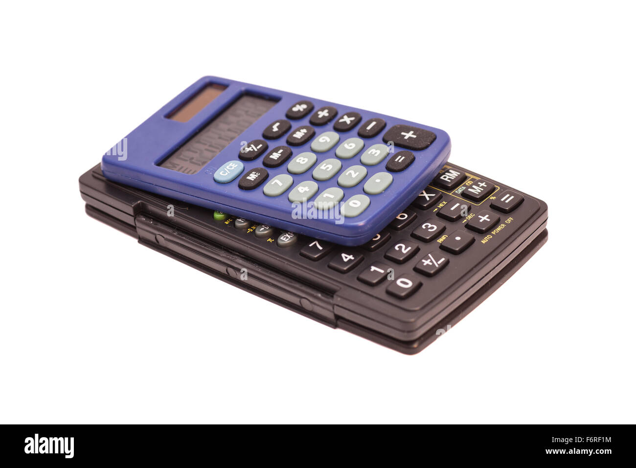 Two calculators isolated on white background Stock Photo - Alamy