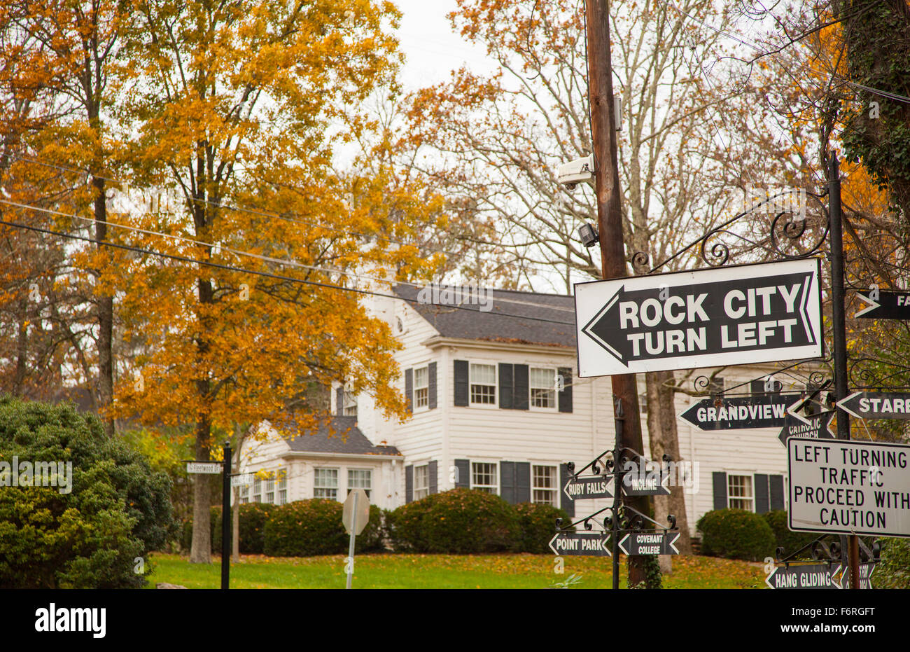 Rock City sign with Fall colors in Lookout Mountain Georgia Stock Photo ...