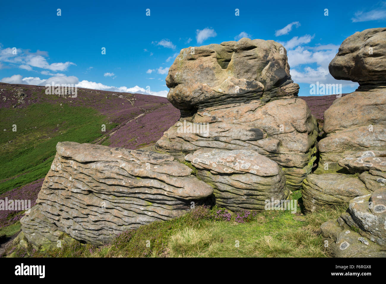 Unusual rock formations of weathered gritstone at Ringing Roger on ...