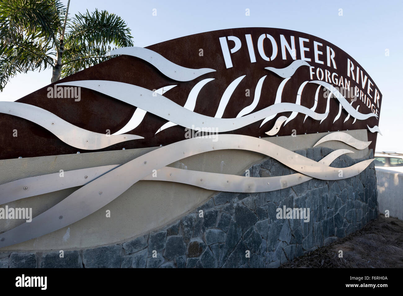 Large name plaque for the Pioneer River Forgan Bridge in Mackay QLD ...