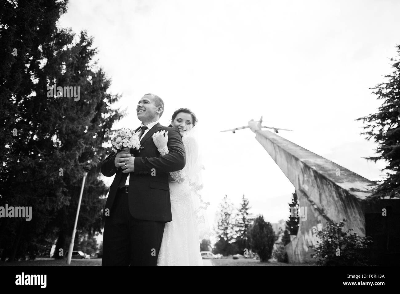 Romantic couple on plane Black and White Stock Photos & Images - Alamy