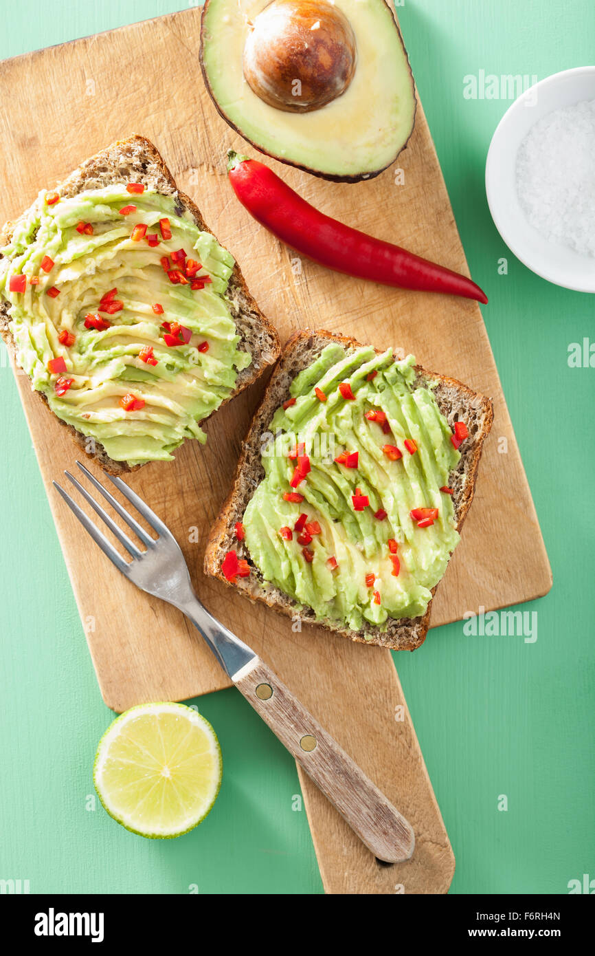 healthy wholegrain bread with avocado lime chili Stock Photo - Alamy
