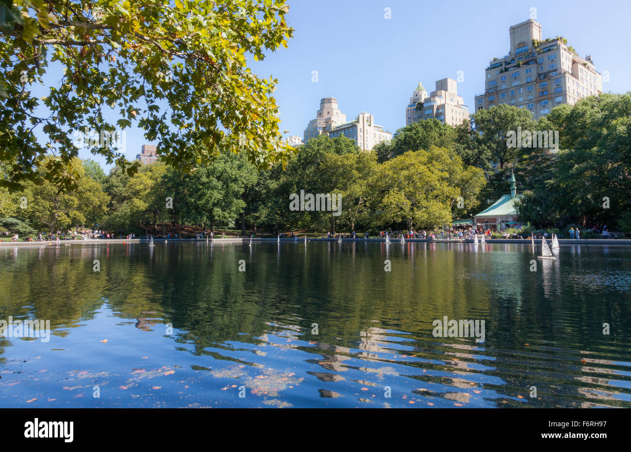 Central Park pond with sailboats in New York City in Manhattan New York ...