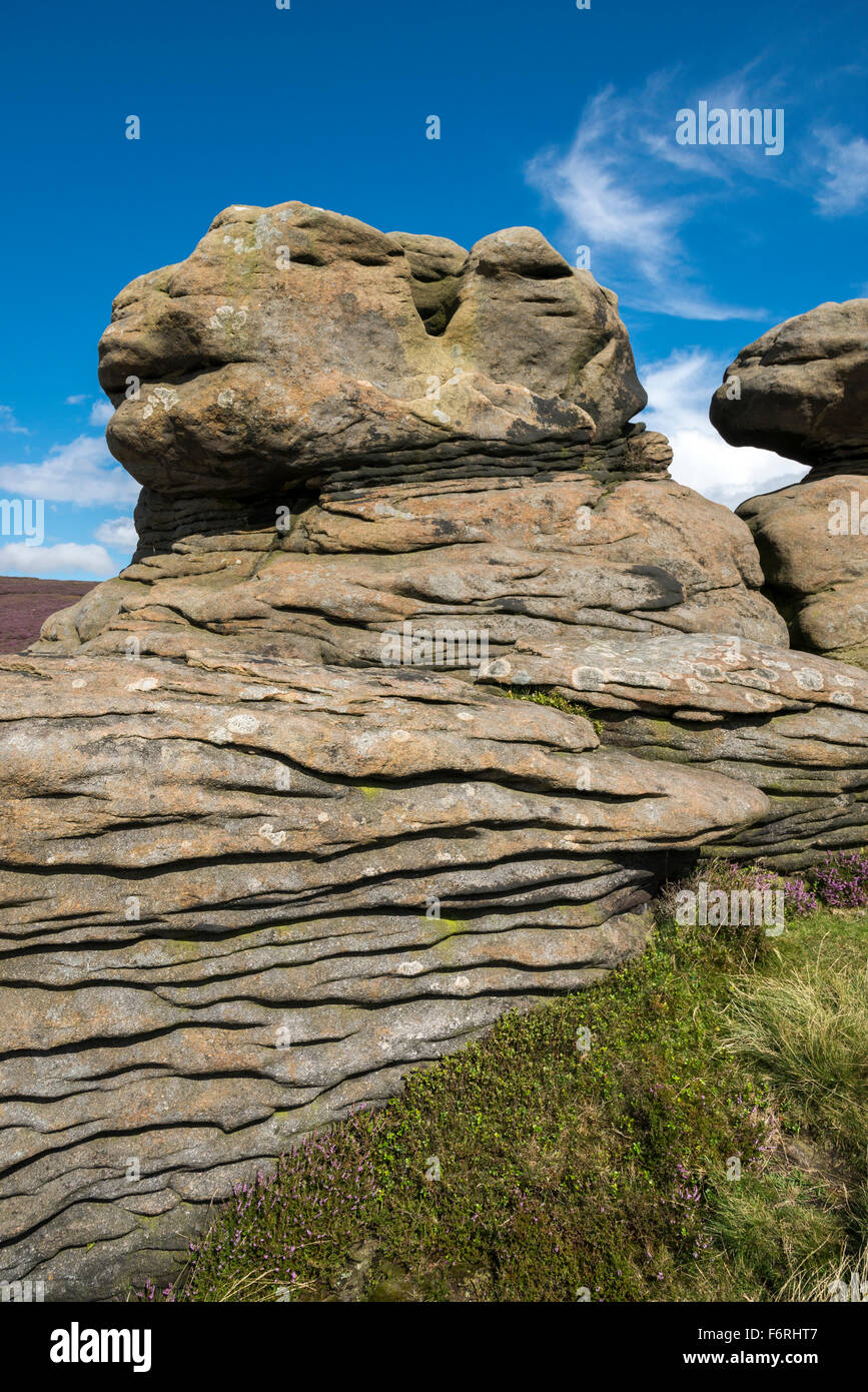 Unusual rock formations of weathered gritstone at Ringing Roger on ...