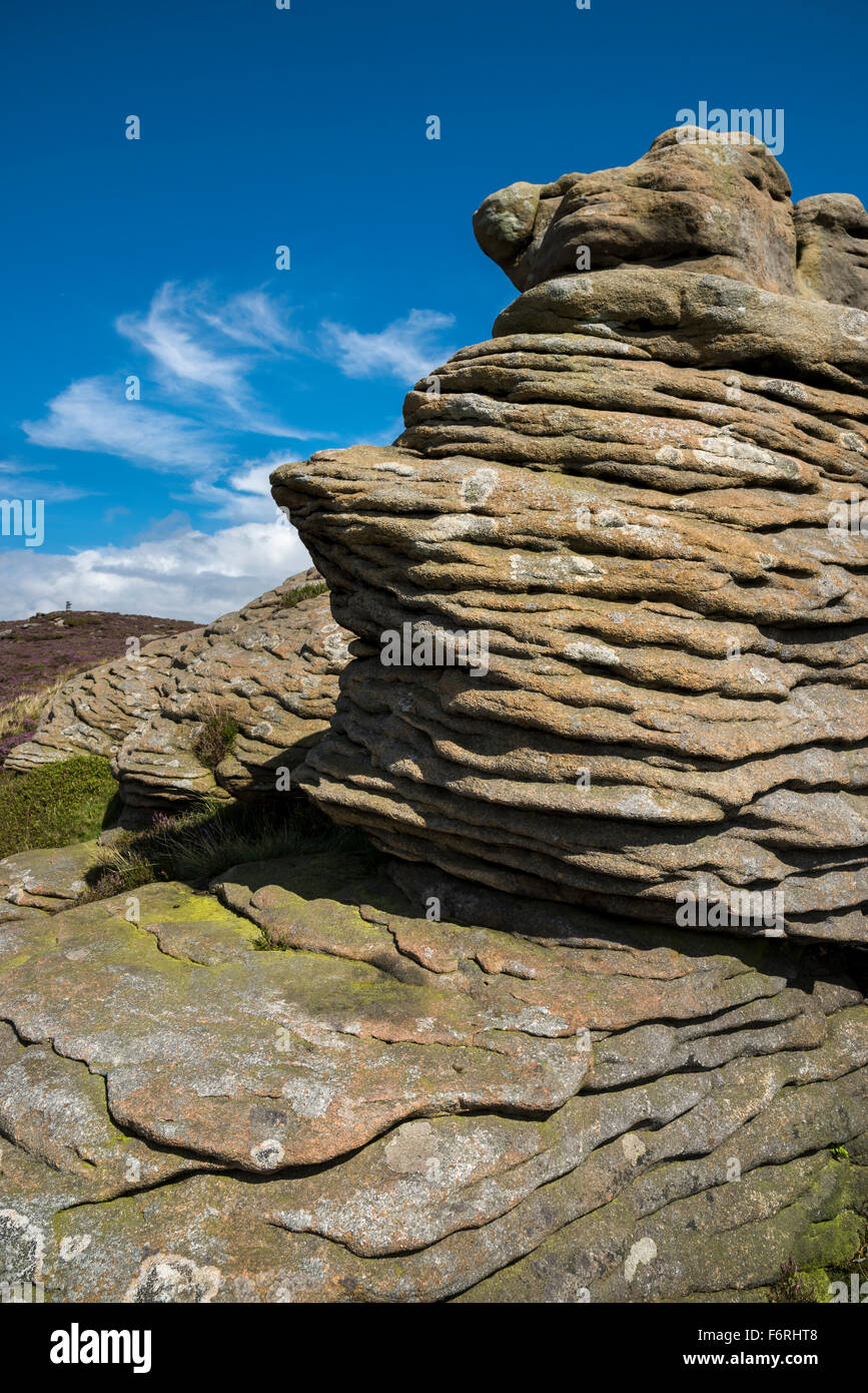 Unusual rock formations of weathered gritstone at Ringing Roger on ...