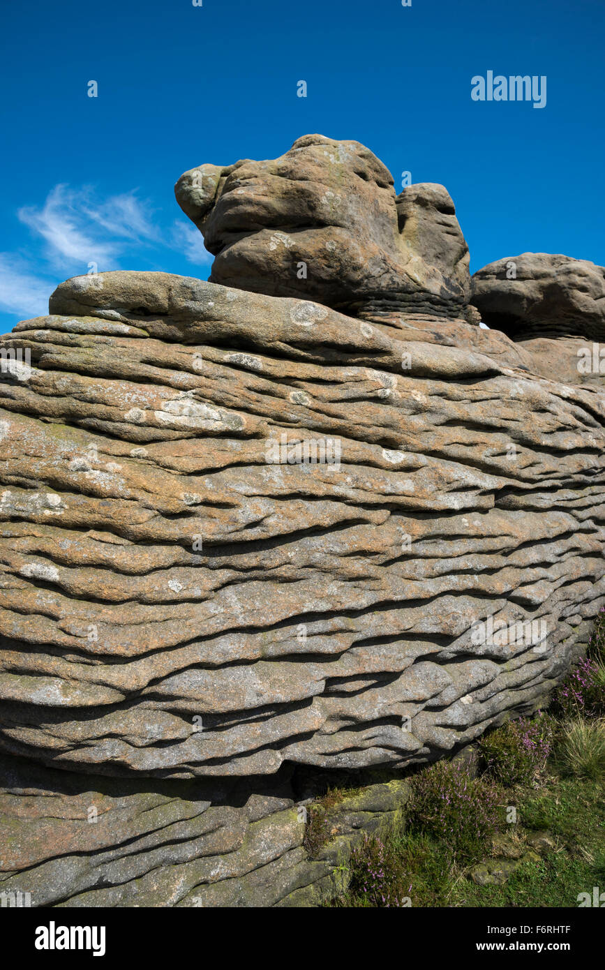 Unusual rock formations of weathered gritstone at Ringing Roger on ...