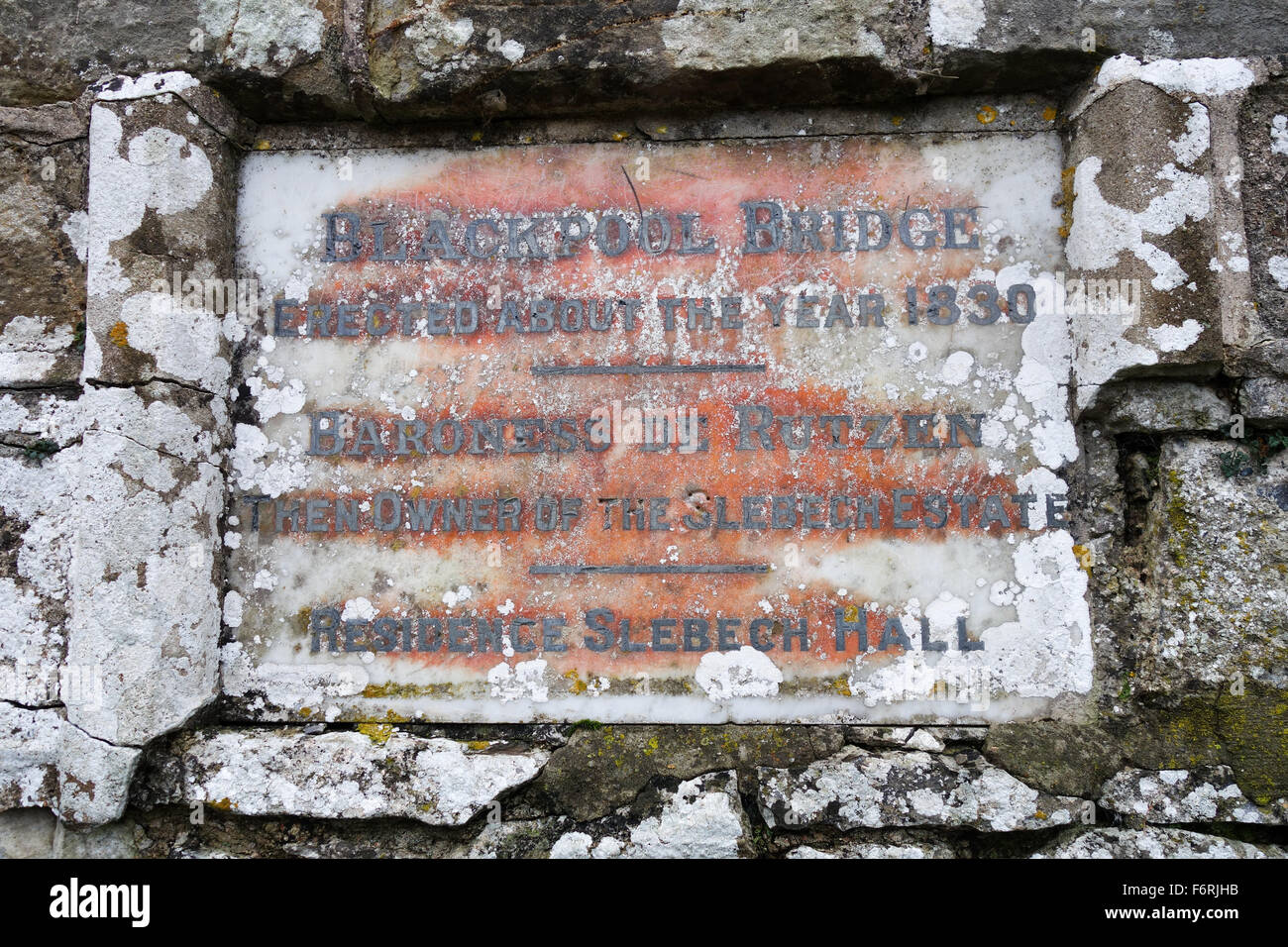 SIgn on Blackpool Bridge, which crosses the Eastern Cleddau River at ...