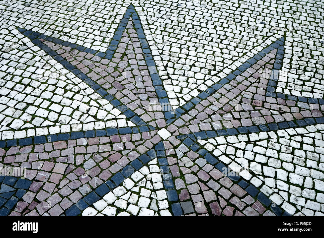 Pattern in the pavement at the entrance to Charles Bridge in Prague ...