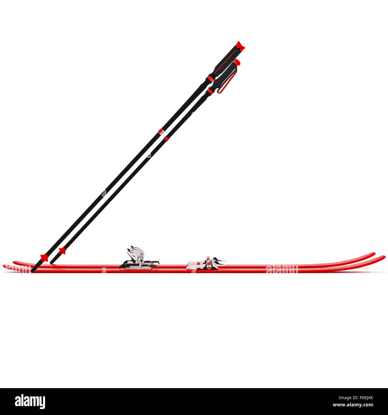 Sports skiing red ski poles, side view Stock Photo - Alamy