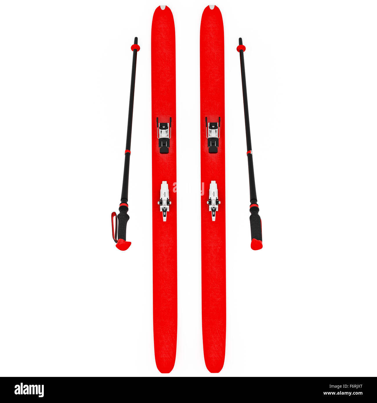 Skiing red ski poles, top view Stock Photo - Alamy
