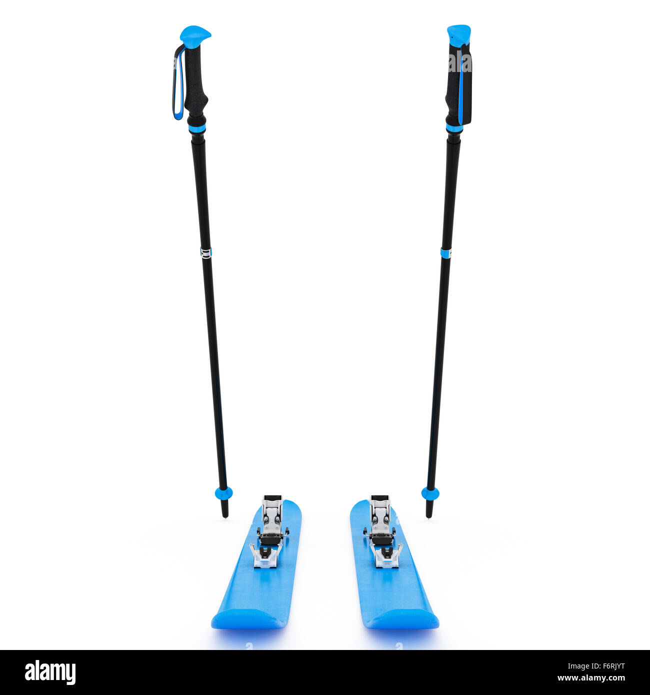 Skiing sports blue, ski poles, front view Stock Photo - Alamy