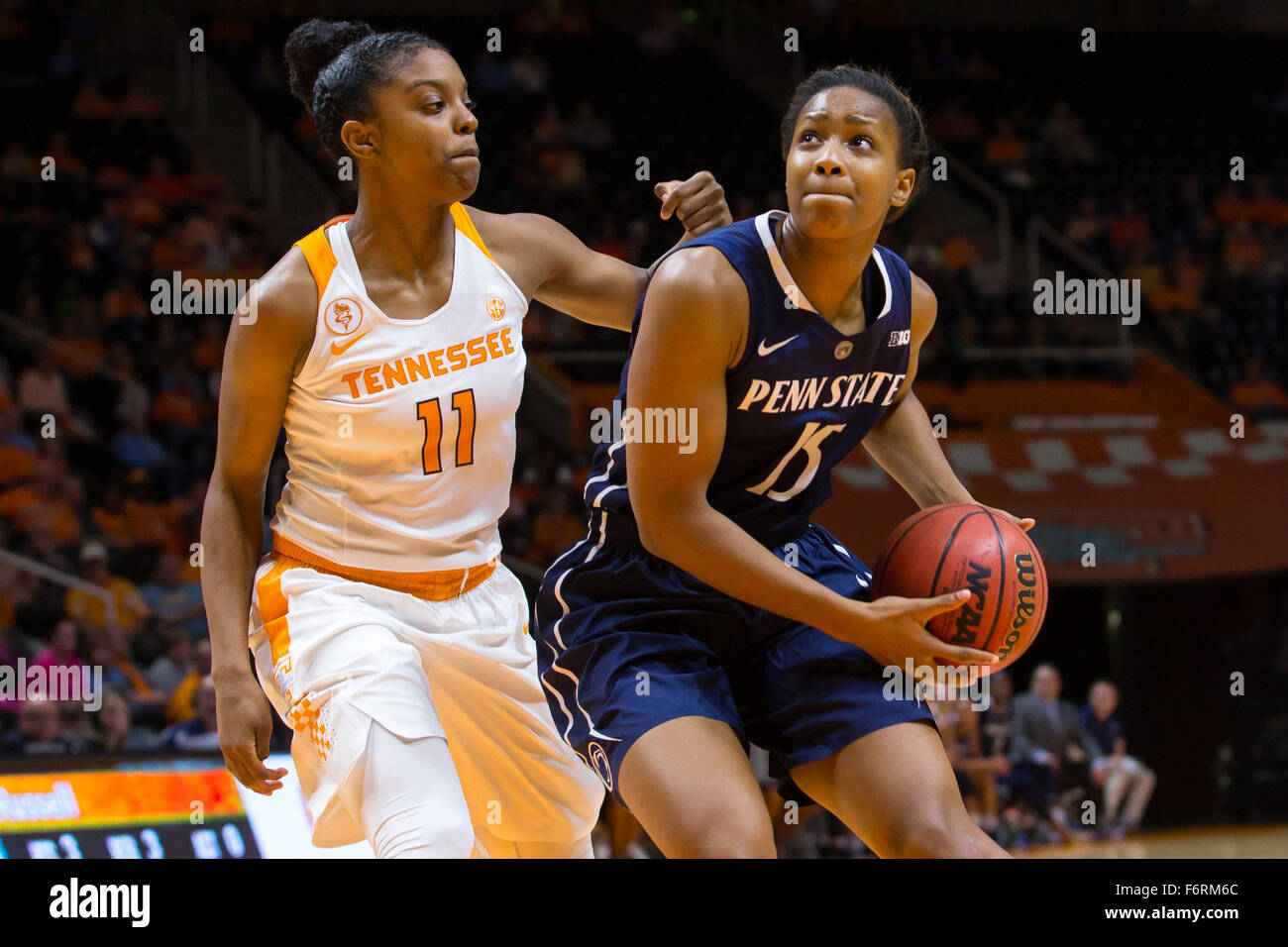 November 18, 2015: Kaliyah Mitchell #15 of the Penn State Lady Lions drives to the basket ...