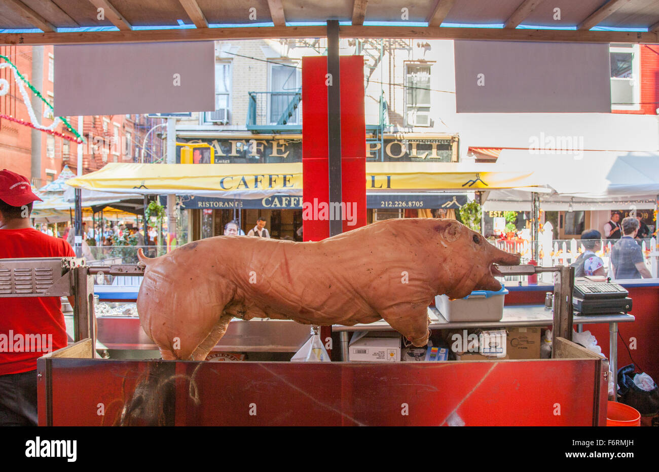Roast whole pig at street fair in Little Italy Manhattan New York City ...