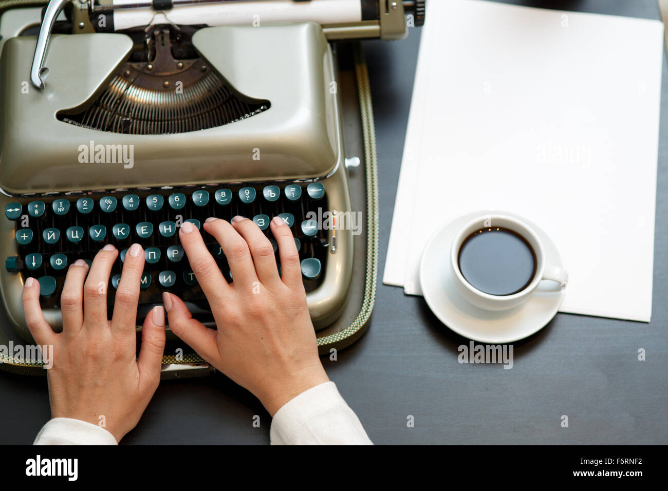 Caucasian woman worker typewriter hi-res stock photography and images ...
