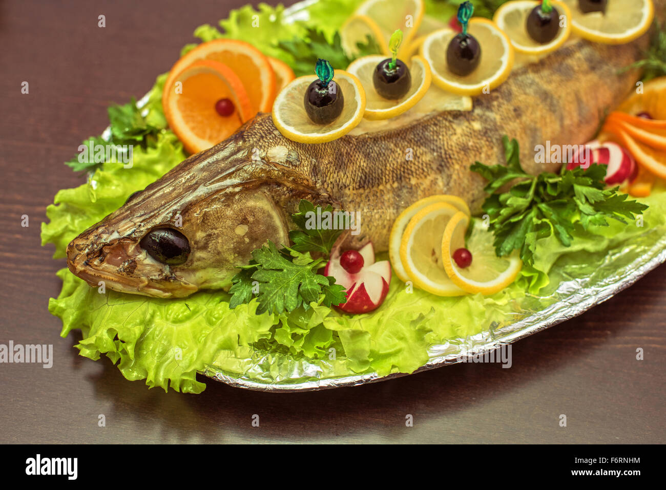 zander fish baked Stock Photo - Alamy