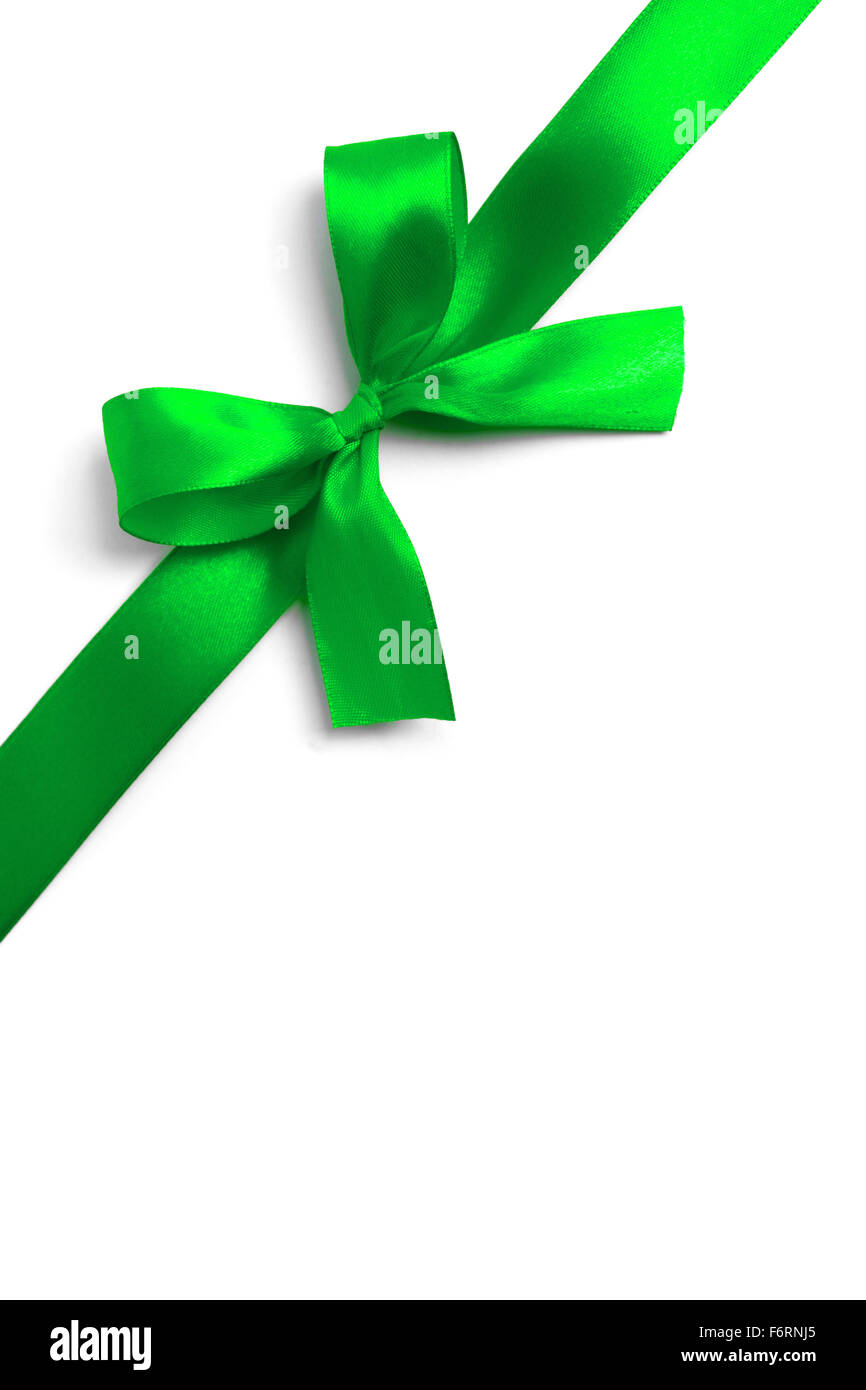 Shiny green satin ribbon on white background Stock Photo - Alamy