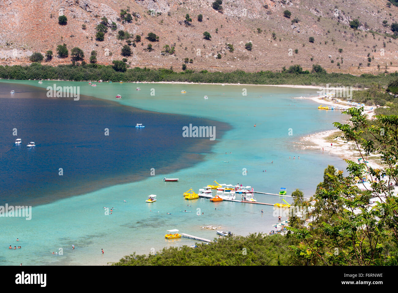 Freshwater lake in village Kavros in Crete island, Greece. Magical ...