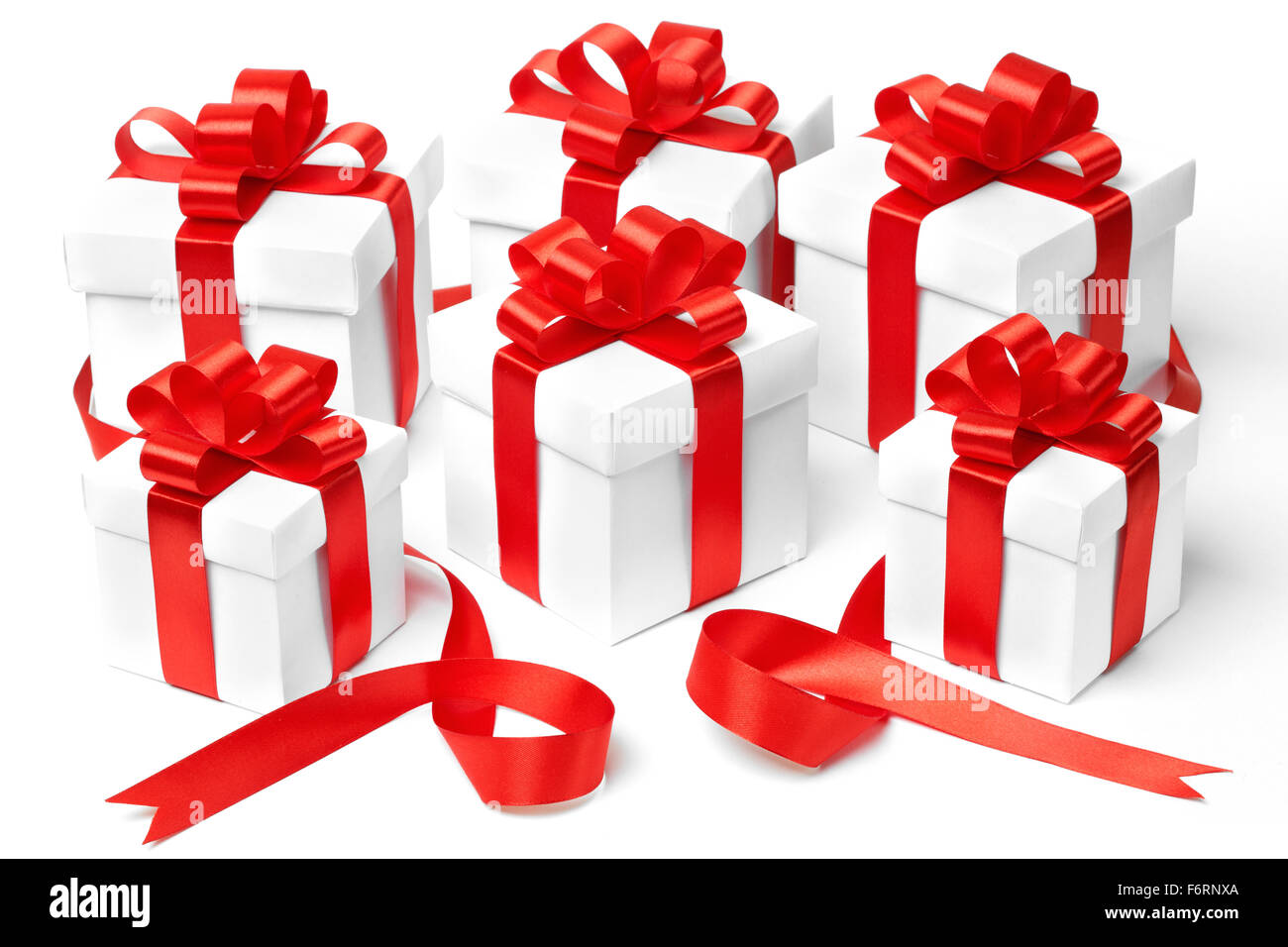 set of gift boxes with a tape Stock Photo - Alamy