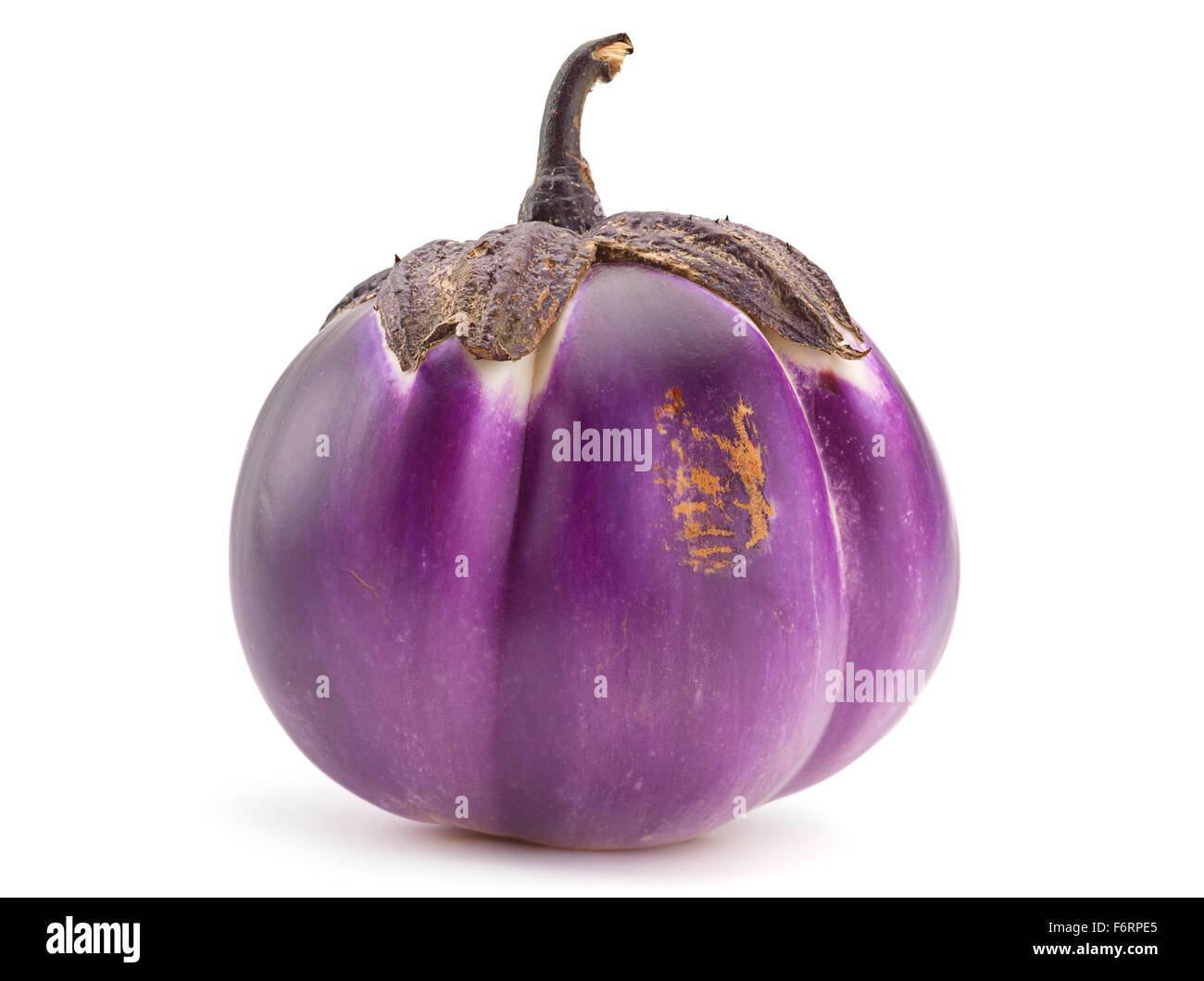 Round eggplant vegetable isolated on white background Stock Photo - Alamy