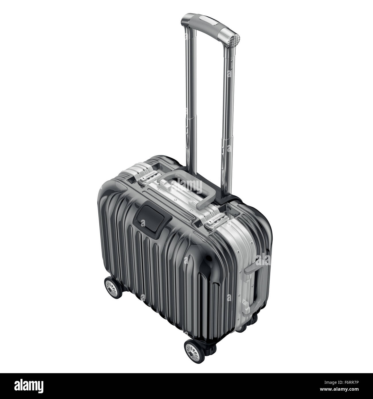 Black metallic luggage, top view Stock Photo - Alamy