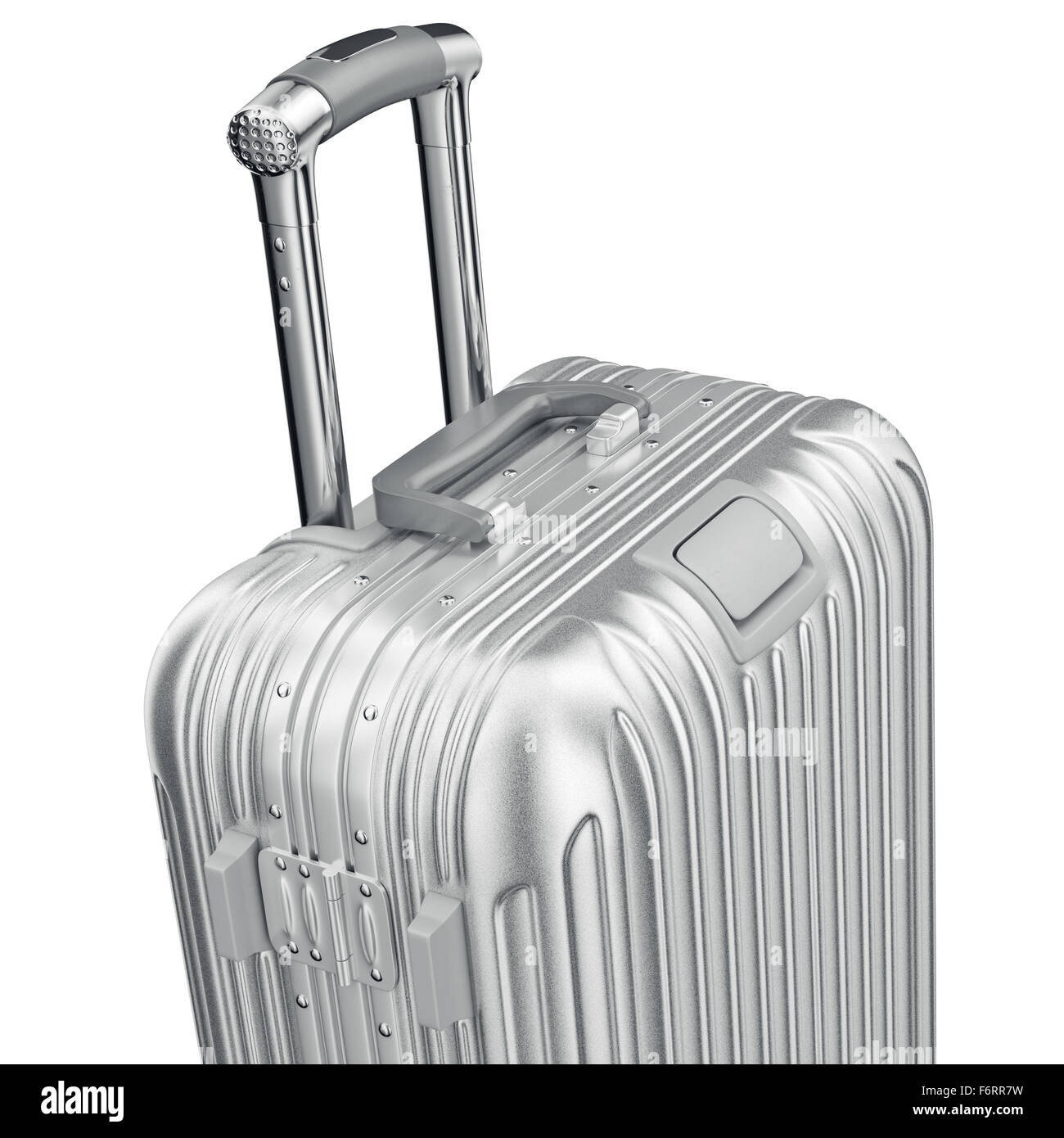 Silver metallic luggage, close view Stock Photo - Alamy