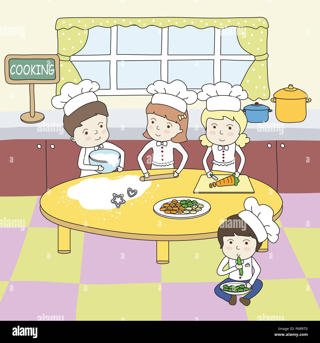 background of education for children in cooking class Stock Vector ...