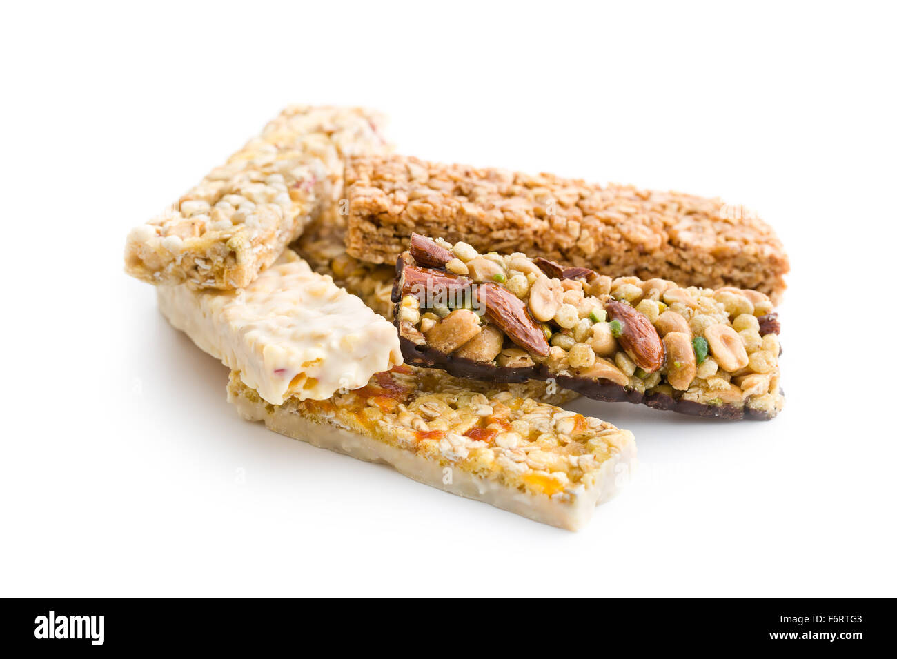 muesli bars on white background Stock Photo - Alamy