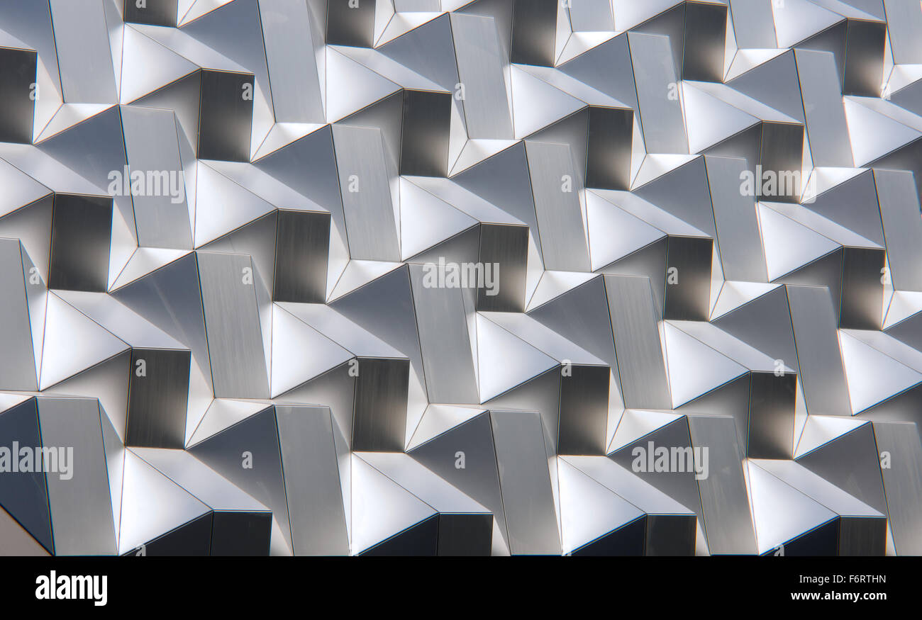 Modern comb-like silver facade Stock Photo - Alamy
