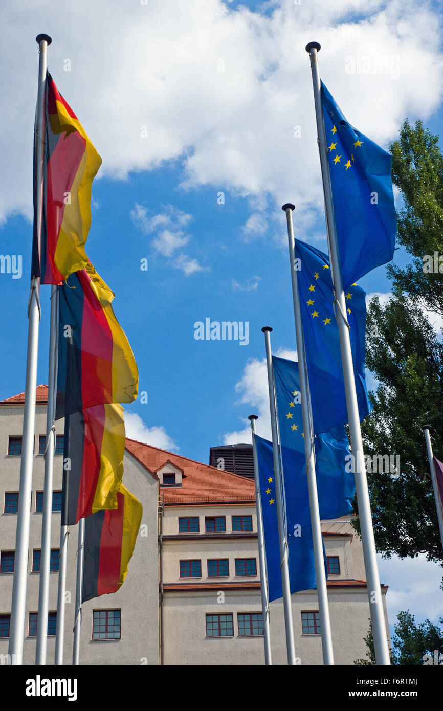 A row of German and European flags Stock Photo - Alamy