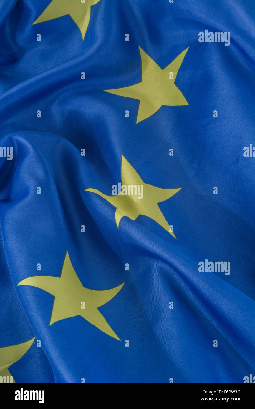 Ruffled yellow stars of the EU / European Union flag symbolizing ...
