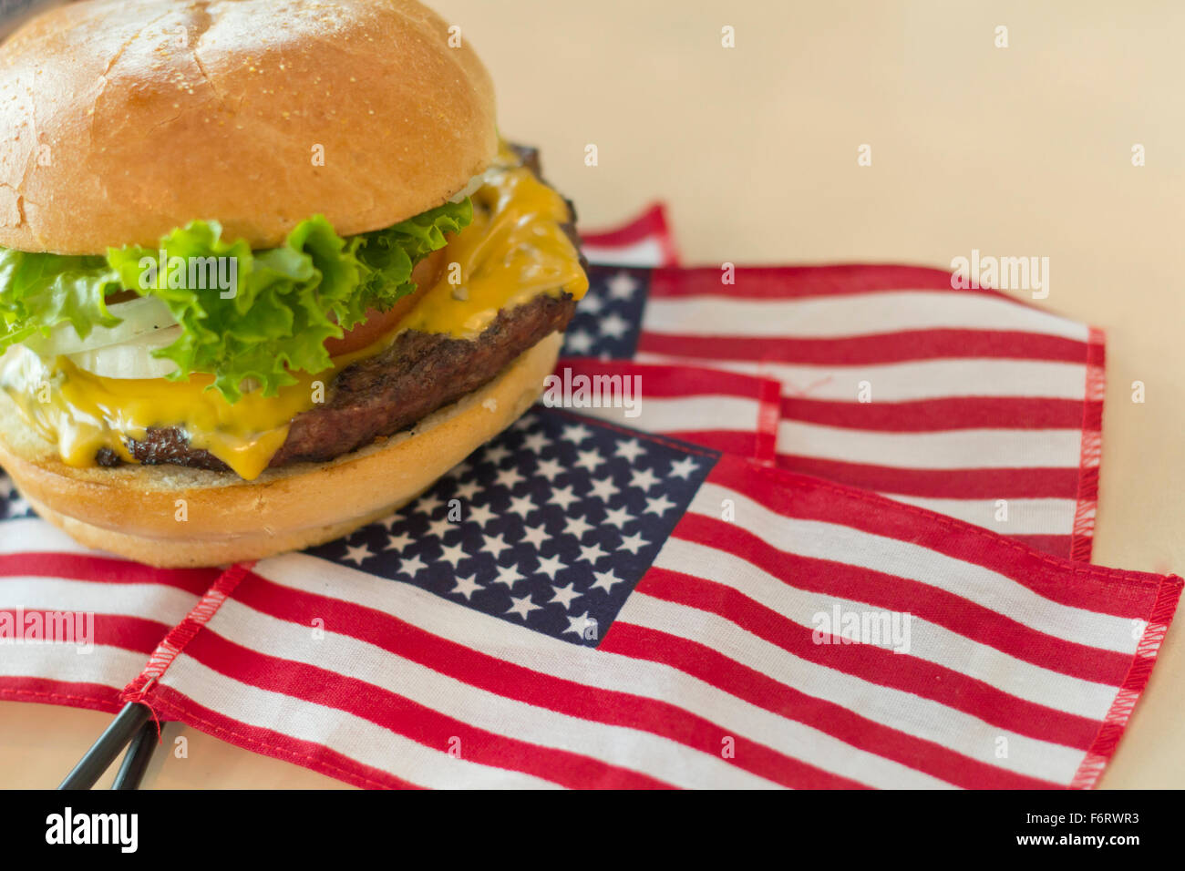 Patriotic American flag cheeseburger for American patriotism ...
